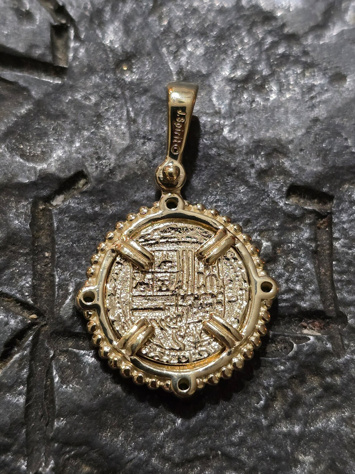 Atocha Silver Coin Pendant: 14K Gold Vermeil, Key West Topaz Accent - Etsy