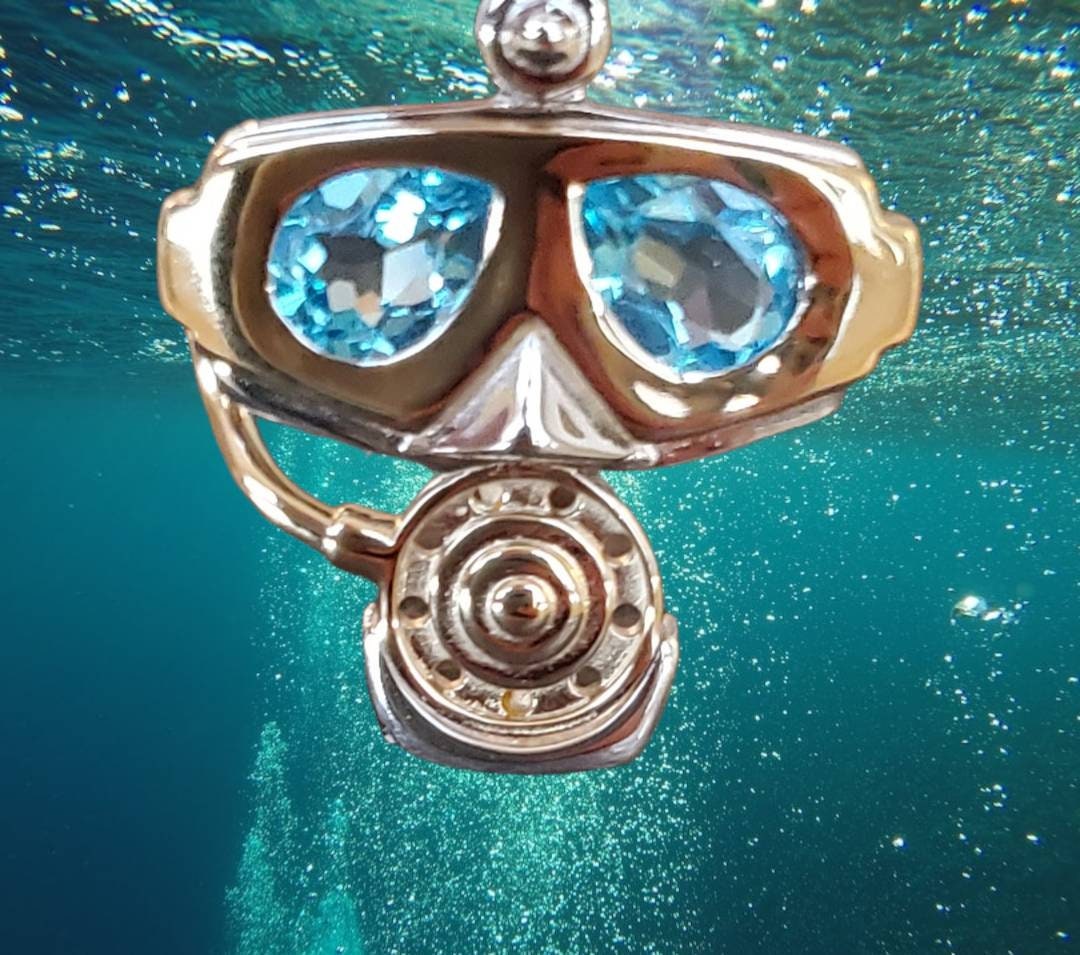 Diver Regulator Mask Pendant Sterling Silver - Etsy