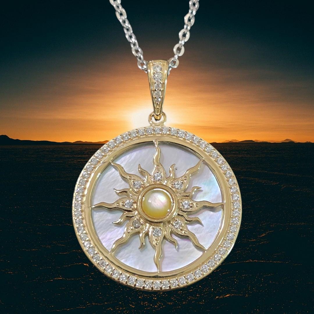 Stunning Sun Pendant Sterling Silver With Natural Shell - Etsy