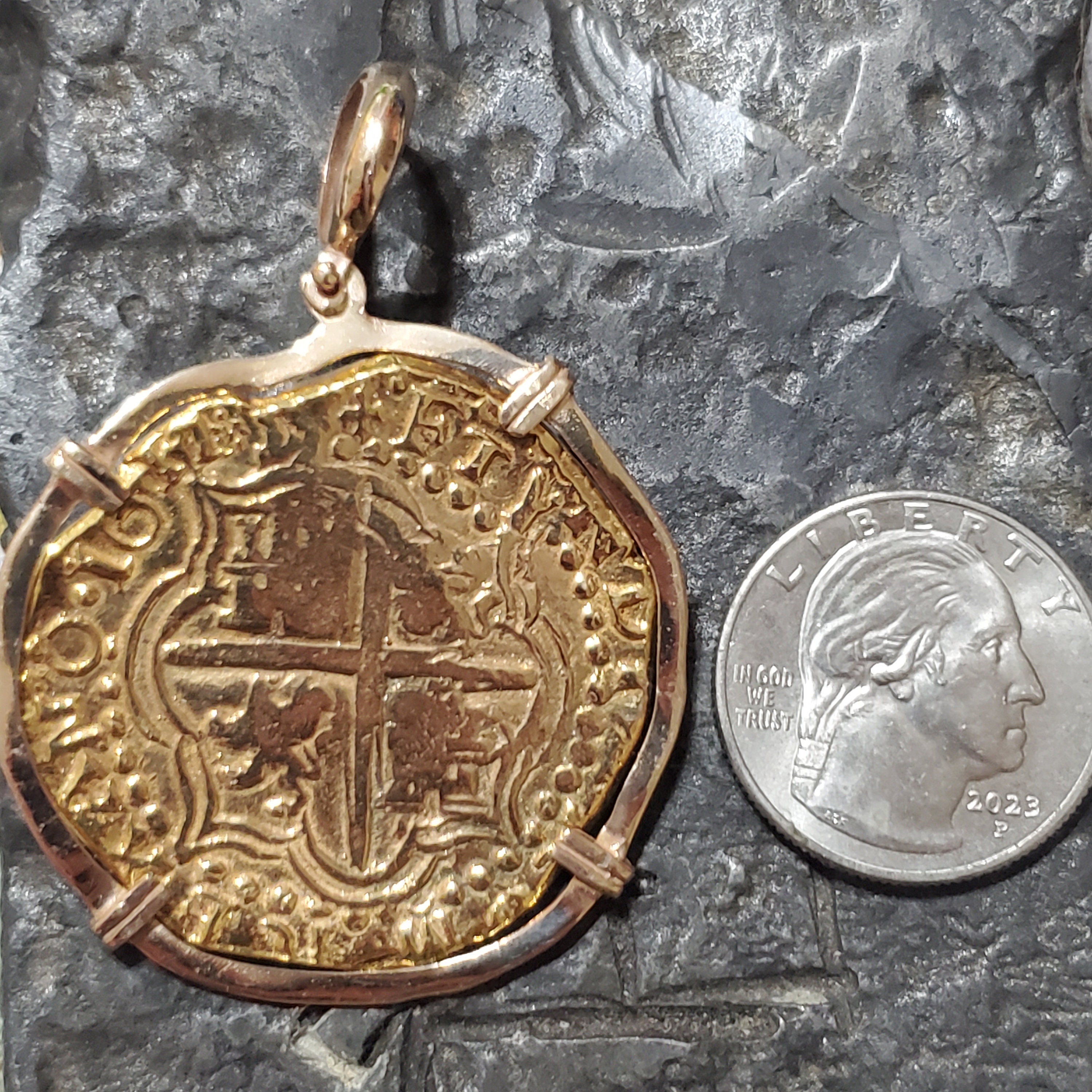 Large Atocha 14kt Solid Gold Coin Pendant Shipwreck Sunken Treasure ...
