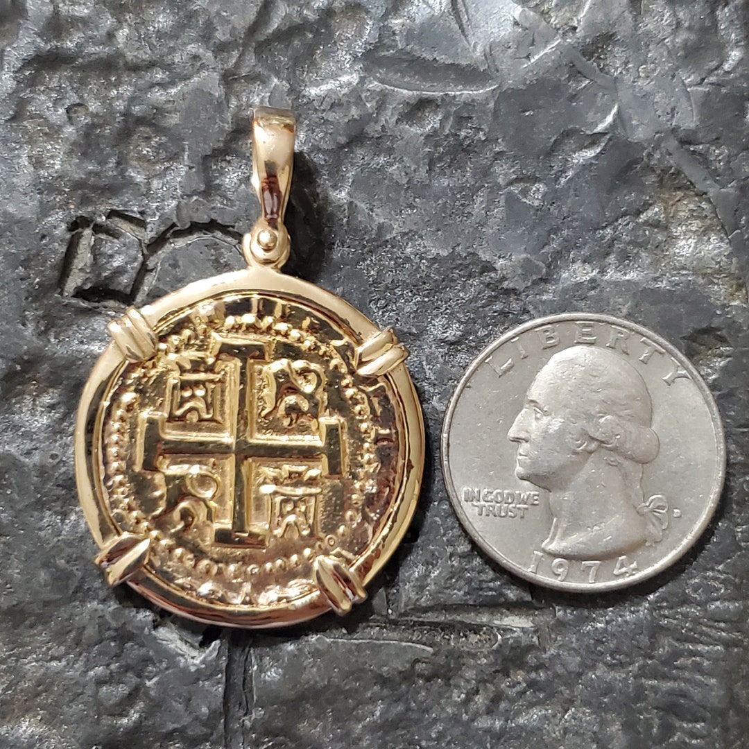 14kt Solid Gold Atocha Pendant Sunken Treasure Coin Shipwreck Museum ...