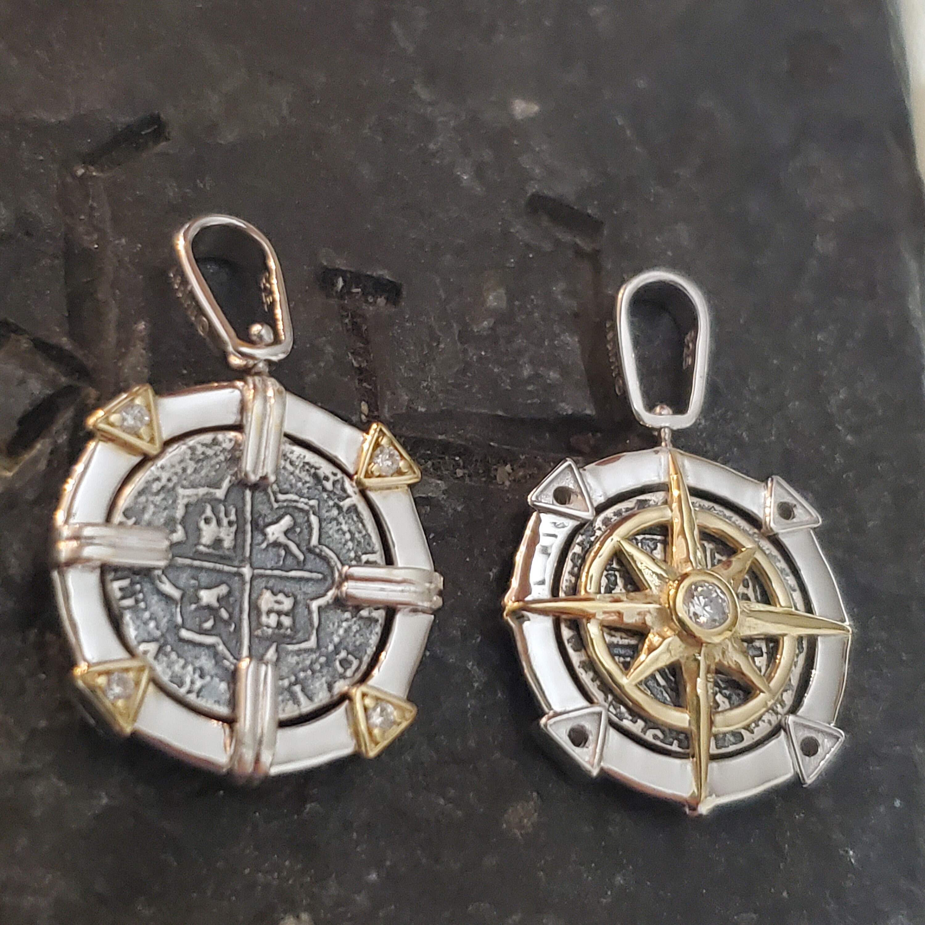 Reversible Atocha Silver Nautical Compass Pendant - Etsy