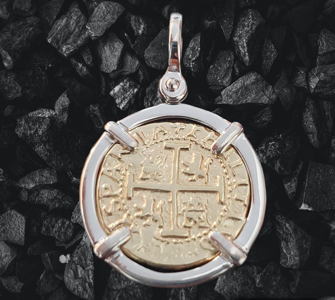Stunning Atocha Silver Coin With 14kt Gold Vermeil Sunken Shipwreck ...