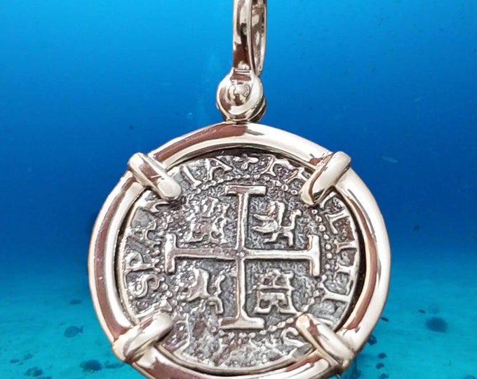 Atocha Shipwreck Treasure Mel Fisher Silver Coin Pendant in 14kt Solid ...