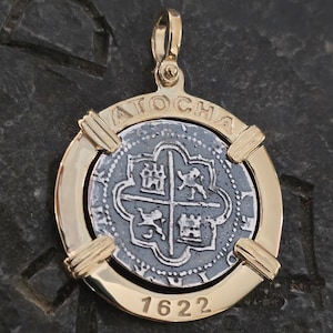Atocha 14kt Vermeil Silver Coin Pendant 1622 - Etsy
