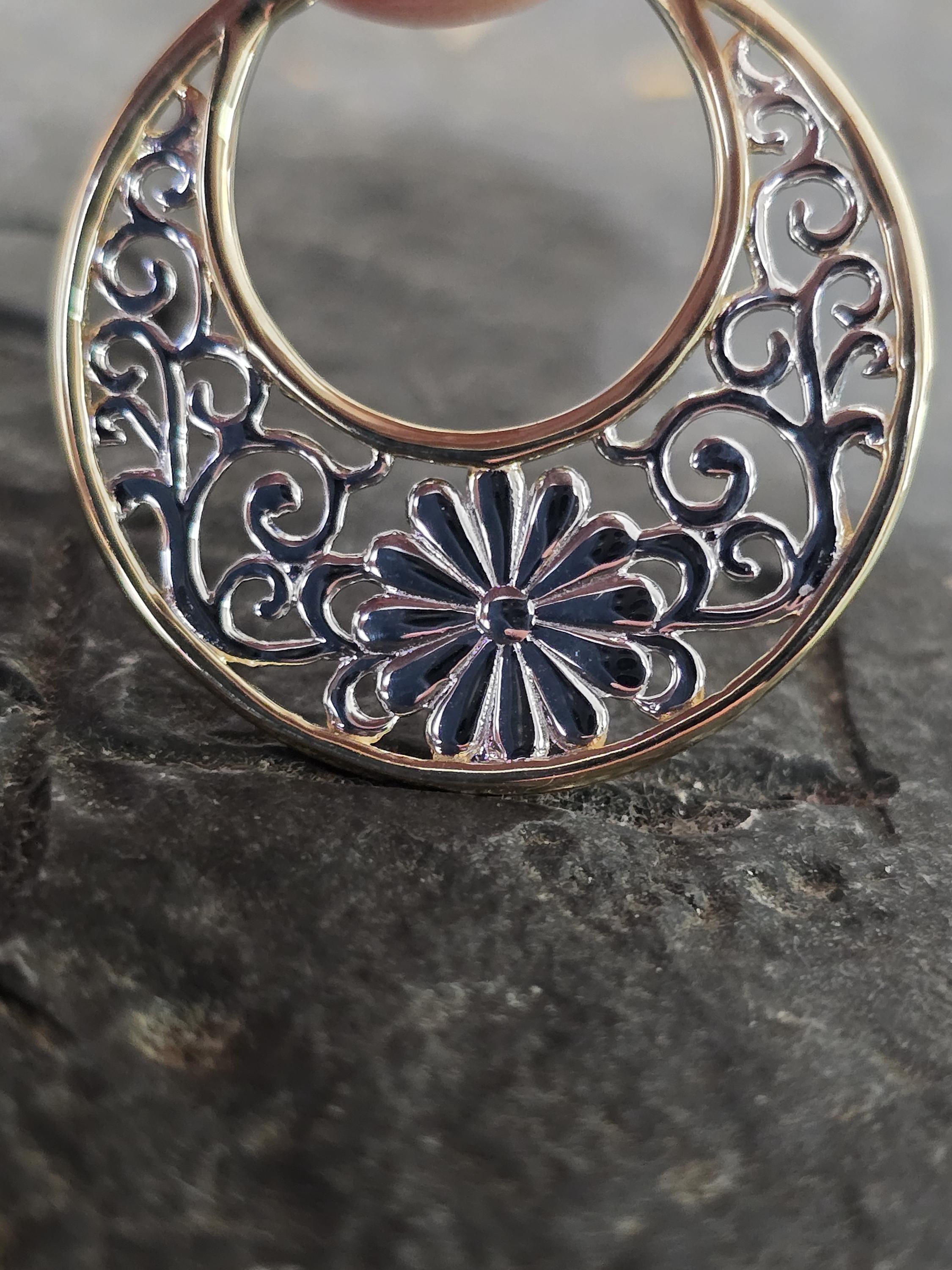 Cuban Earrings 14kt Gold Vermeil and Silver Two Tone Filigree Earrings ...