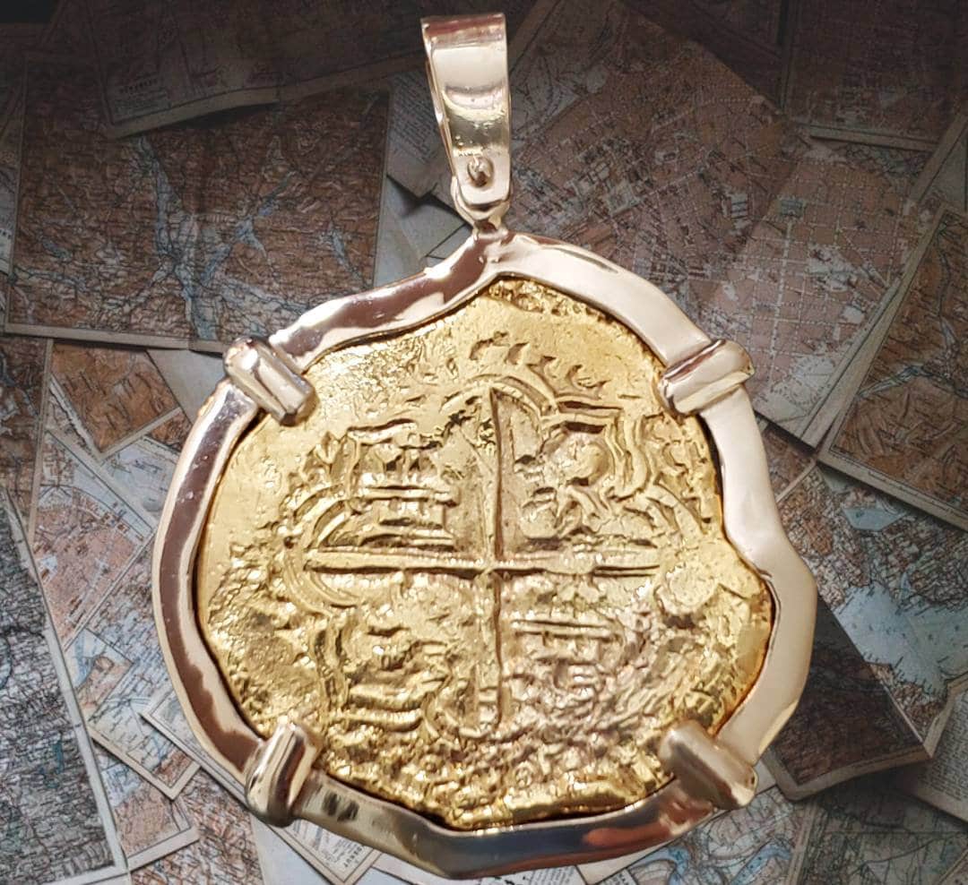 BIG Atocha Solid 14kt Gold Coin Pendant - Etsy