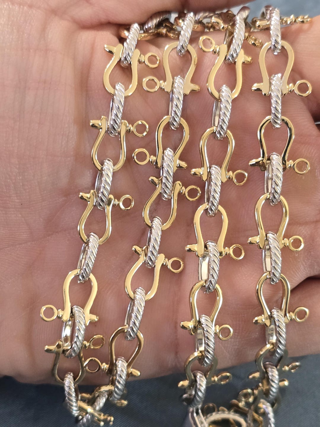 Shackle Chain Necklace Sterling Silver 14kt Gold Vermeil Handcrafted ...