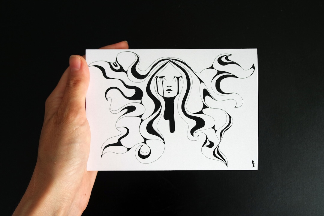 Girl Crying Art Print Sad Girl Art Female Face Art - Etsy