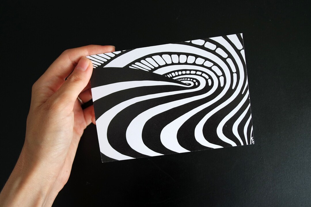Vortex, Optical Illusion Art Print Swirl, Spiral, Abstract Black Lines ...