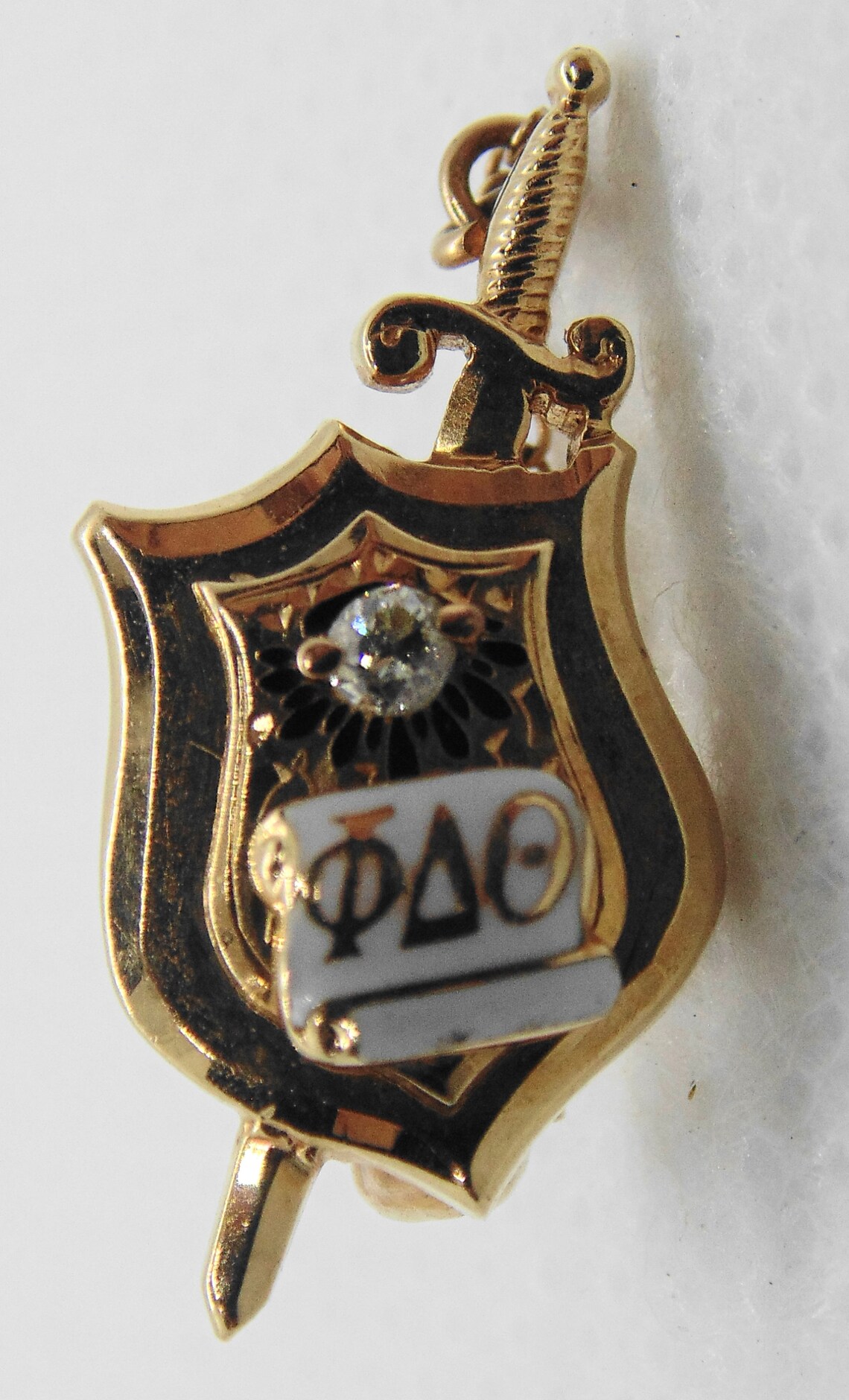 10k gold sword and shield fraternity lapel pin with european | Etsy