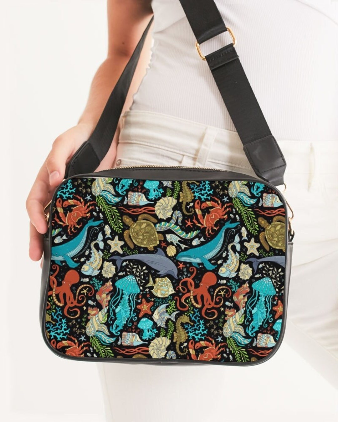 Sealife Crossbody Bag Ocean Life Crossbody Purse Adjustable Strap ...