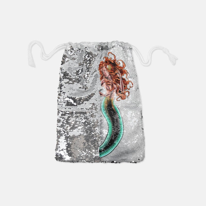 Personalized Sequin Reversible Pull String Bag Mermaid Cosmetic Bag ...