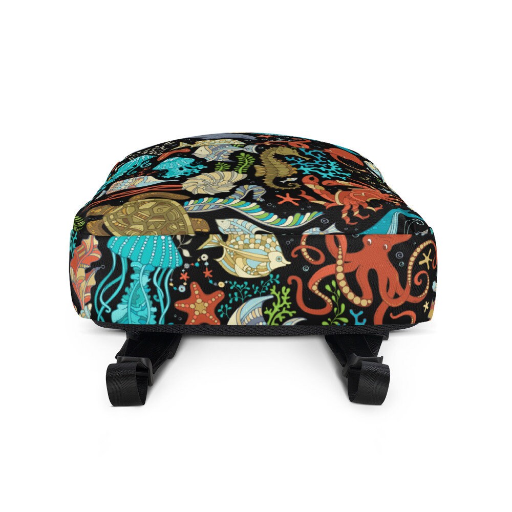 Sea Life Backpack With Zipper Pocket Tropical Backpack - Etsy