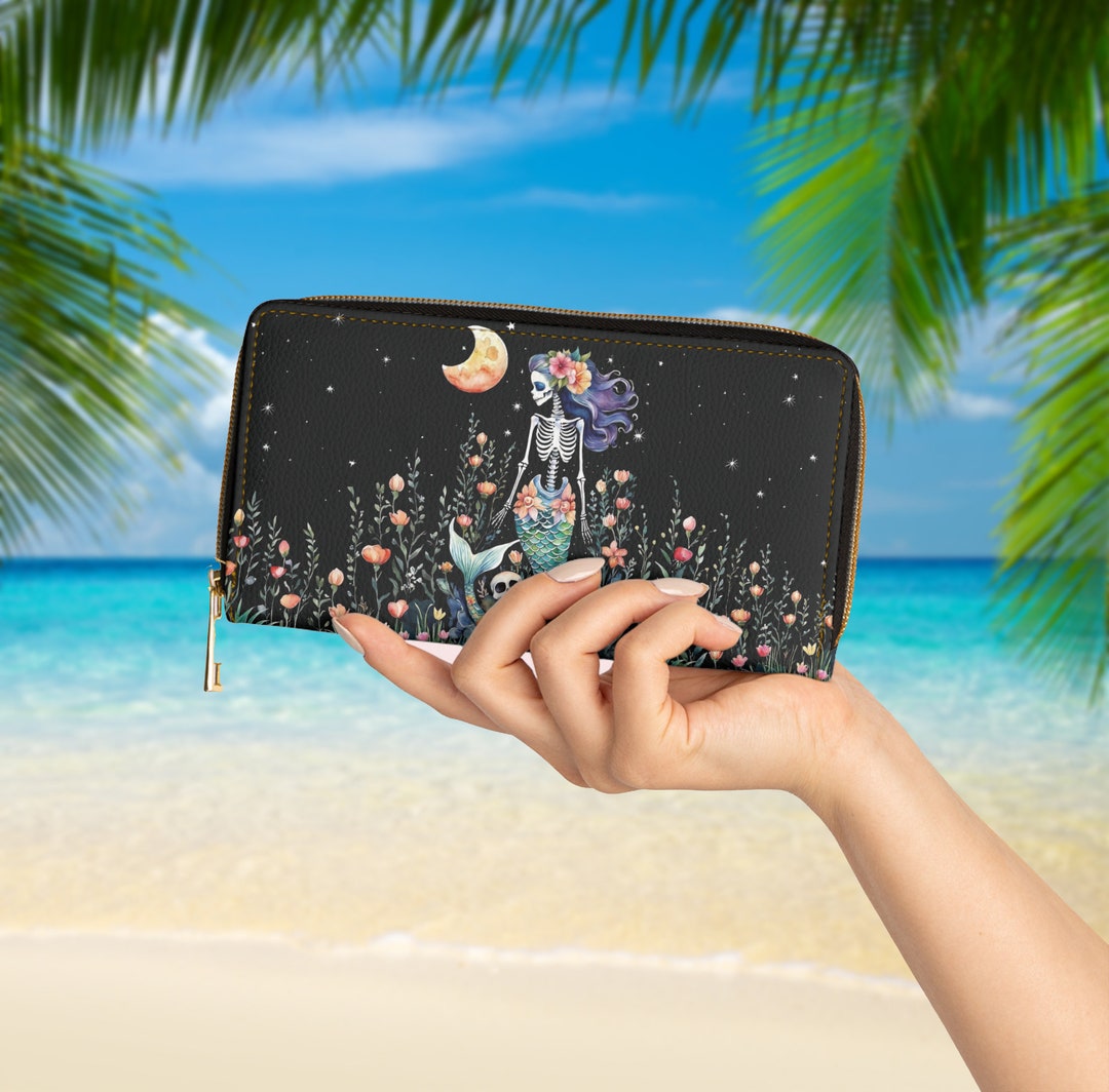 Skeleton Moonlight Mermaid Wallet, Gifts for Mermaid Lovers, Dia De Los ...
