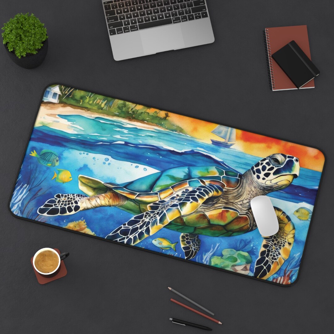 Underwater Sea Turtle Desk Mat Office Gifts for Ocean Lovers Tropical ...