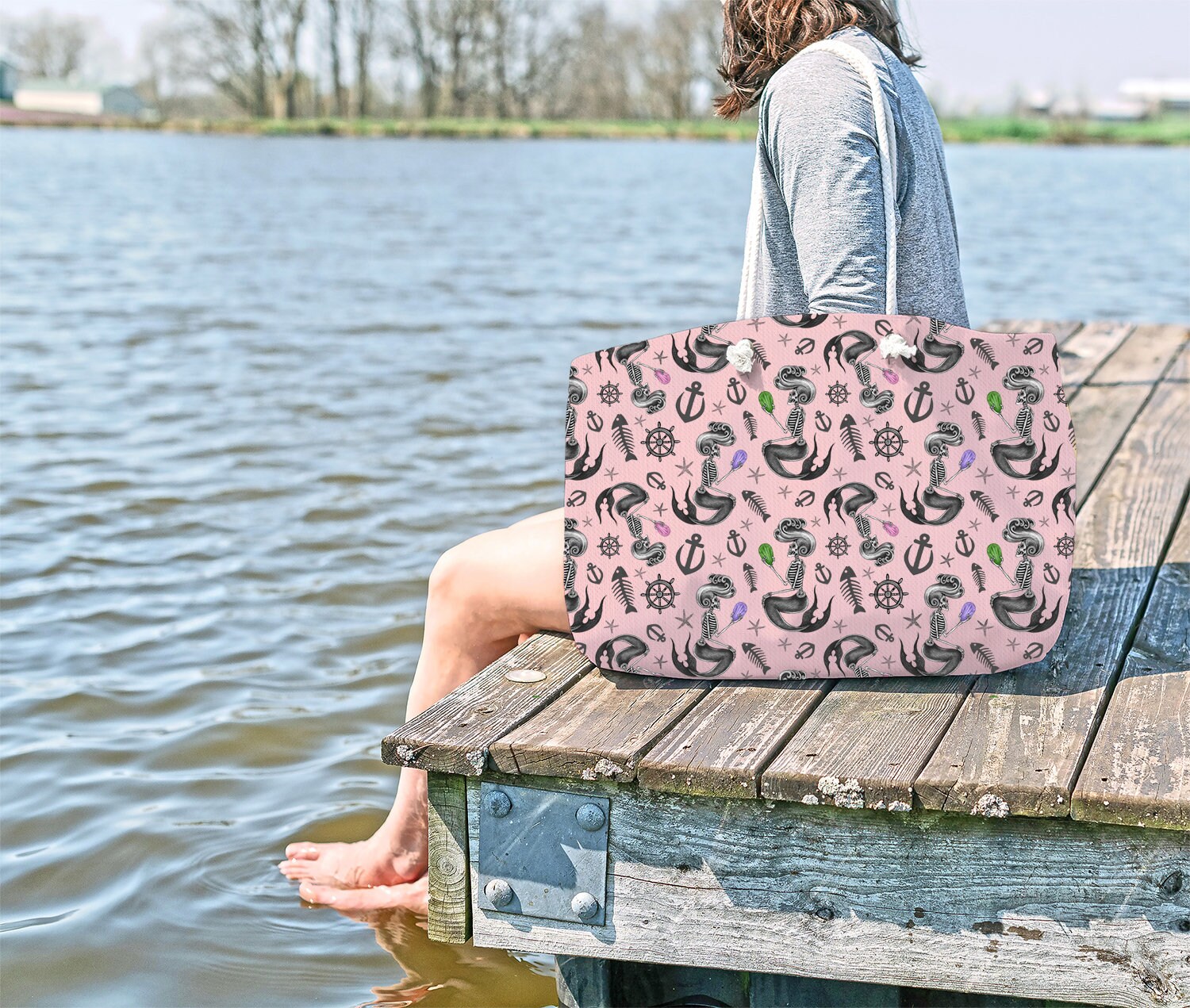 Sea Witch Mermaid Weekender Bag, Sea Witch Beach Bag, Mermaid Skeleton ...