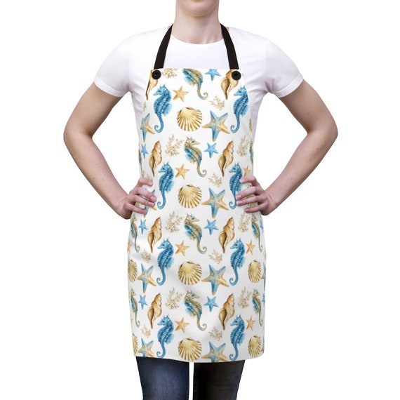 Sea Horse Apron Shells Apron Marine Life Apron Gifts for - Etsy
