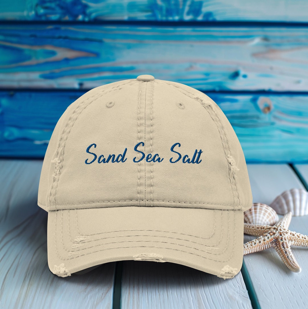 Sand Sea Salt Distressed Dad Hat, Beachy Baseball Cap, Boating Baseball ...