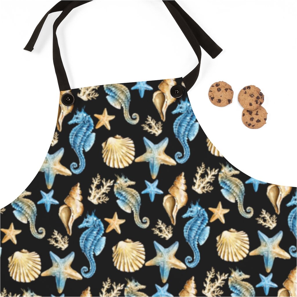 Sea Horse Apron Shells Apron Marine Life Apron Gifts for - Etsy