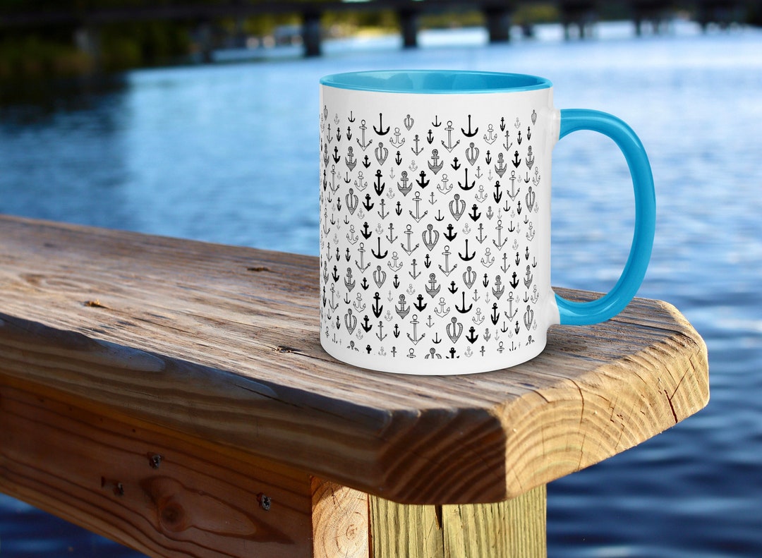 Personalized Colored Anchor Mug, Anchors Coffee Cup, Gifts for Him ...