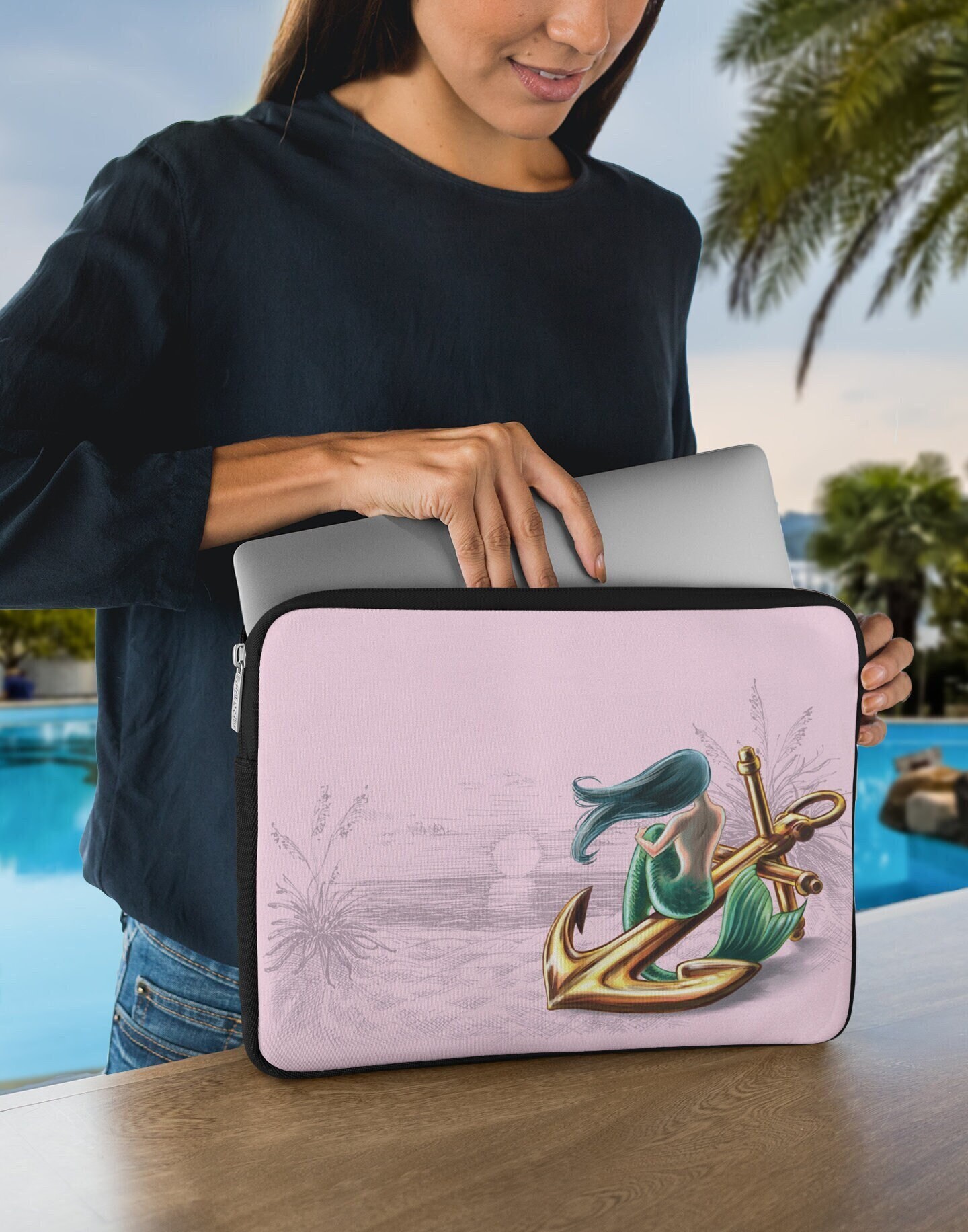 Mermaid Laptop Sleeve Mermaid Computer Bag Personalized Mermaid Laptop ...