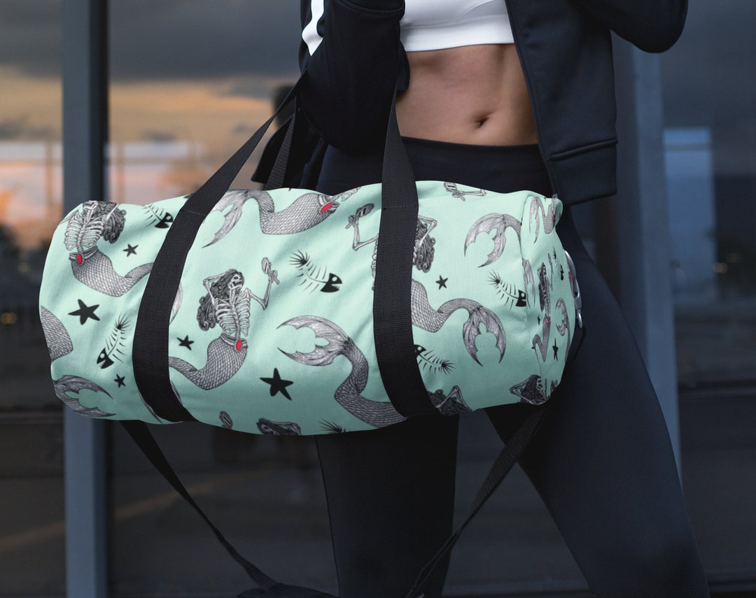Skeleton Mermaid Duffel Bag, Halloween Round Duffle Bag, Dark Ocean ...