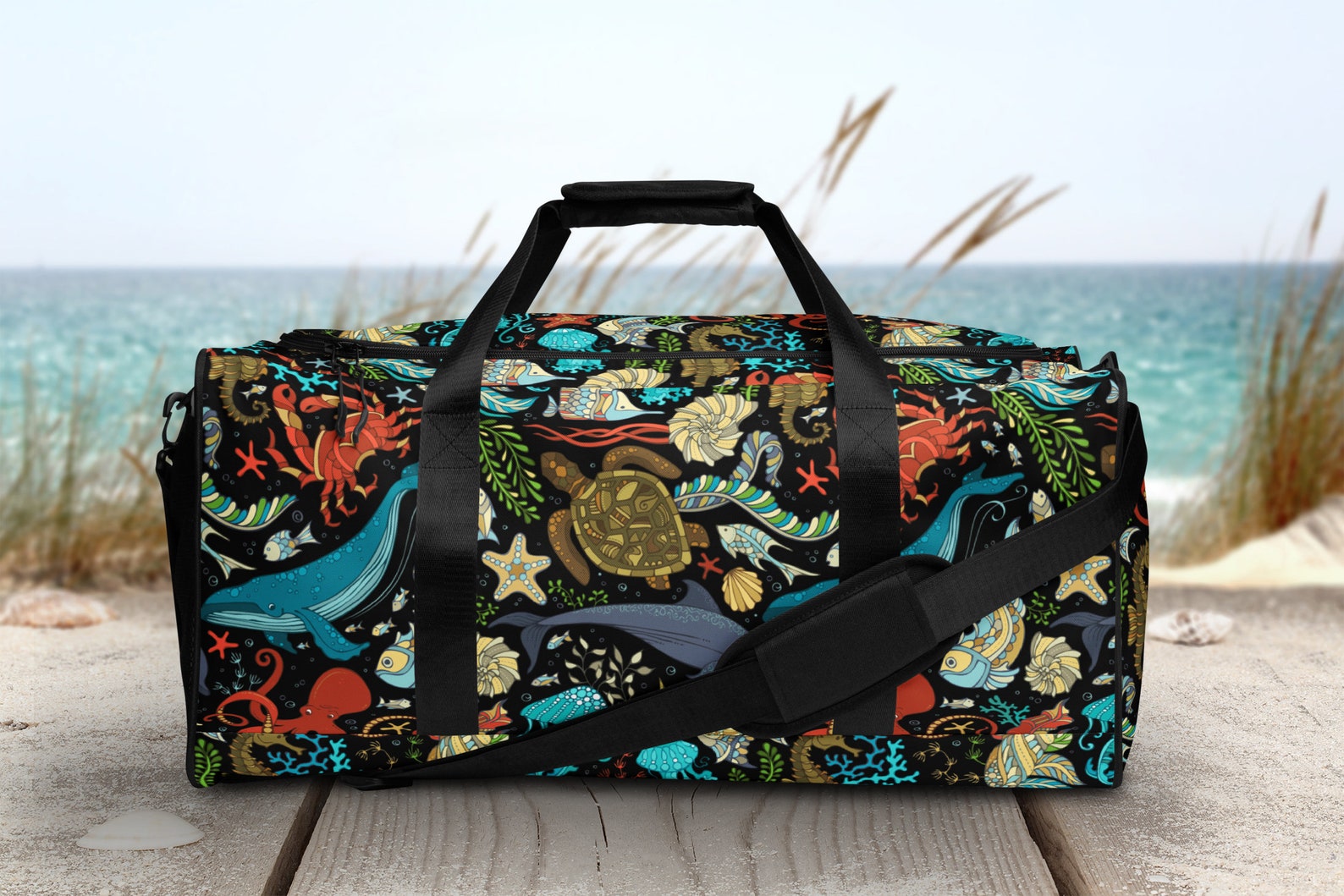 Sea Life Duffle Bag Tropical Bag Sea Creatures Travel Bag - Etsy