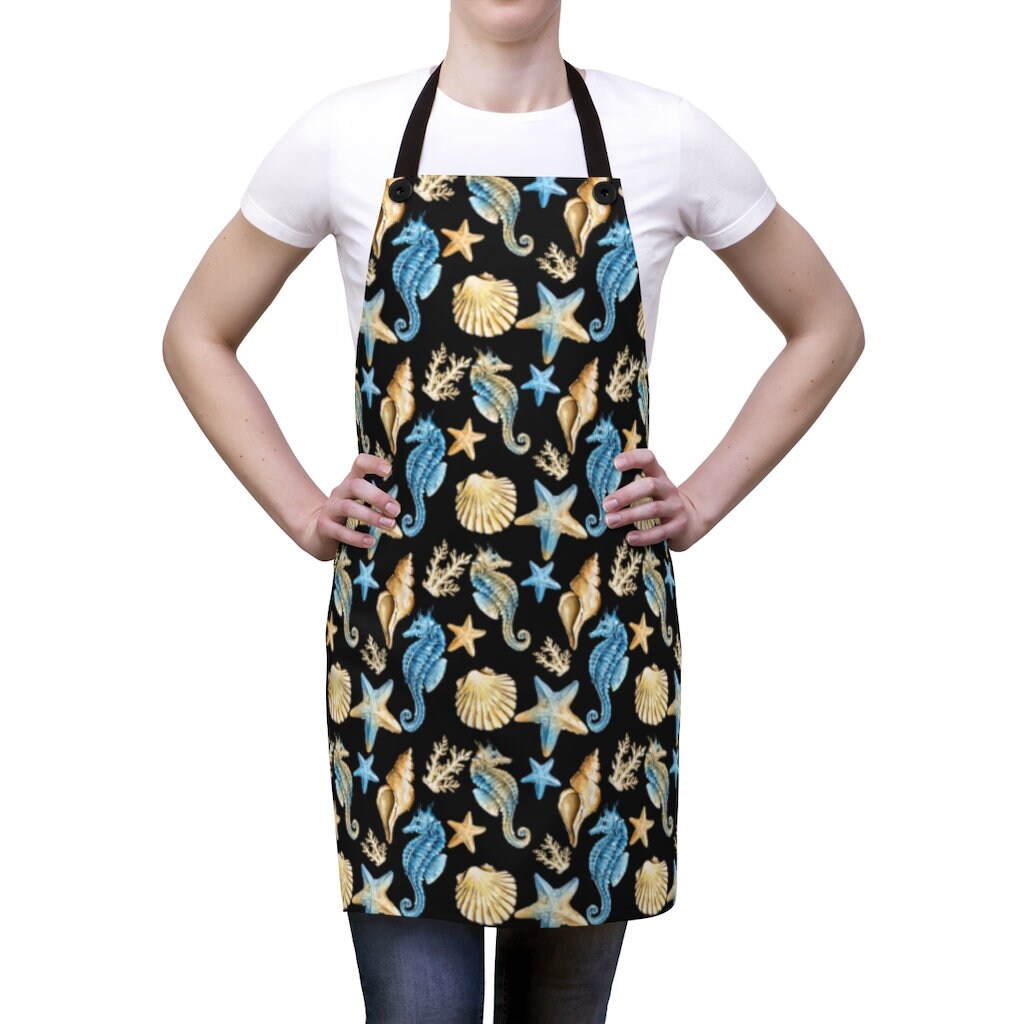 Sea Horse Apron Shells Apron Marine Life Apron Gifts for - Etsy