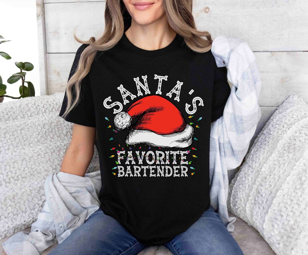 Santa's Favorite Bartender Shirt, Bartender Christmas Shirt, Bartender ...