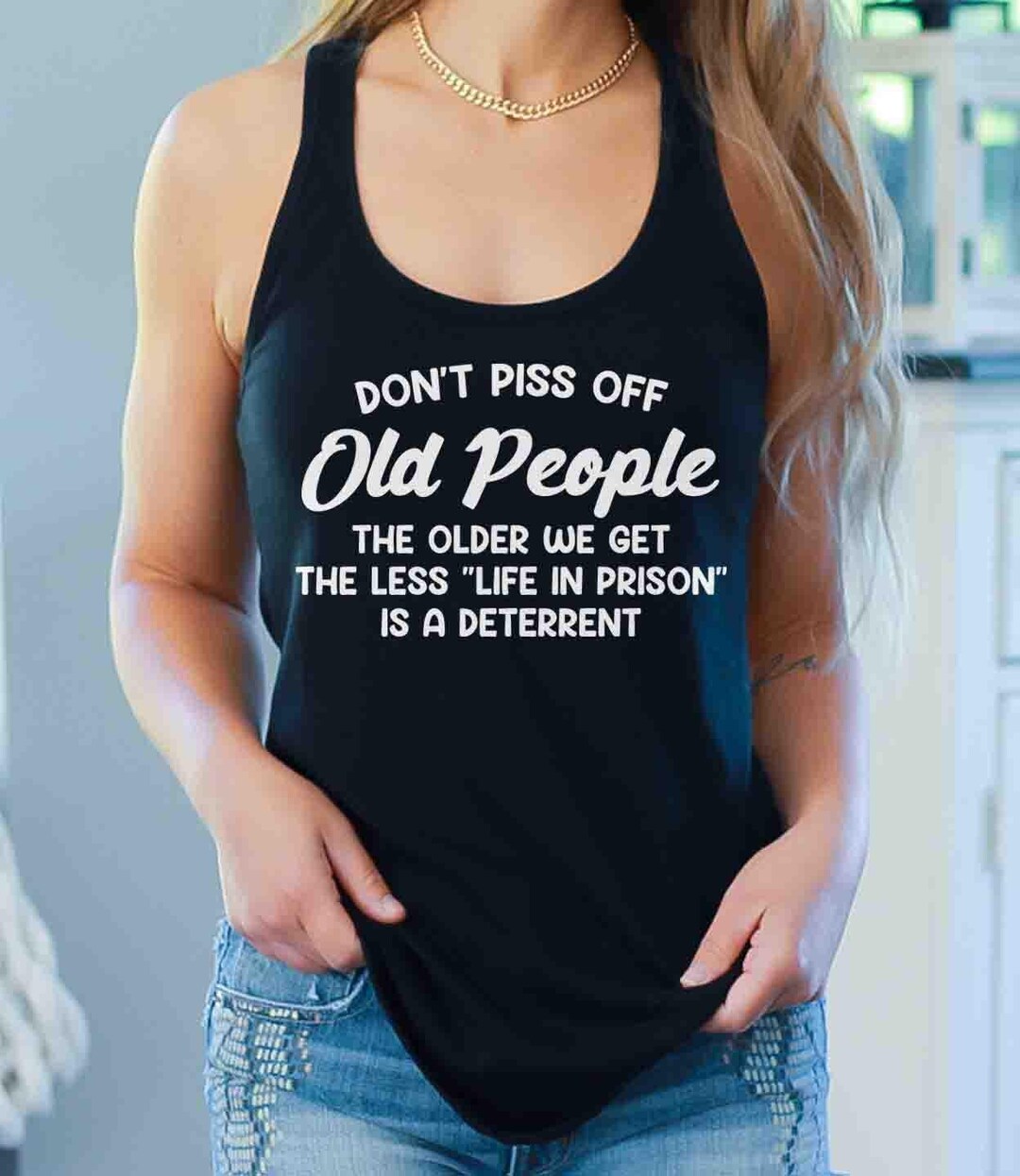 Funny Grandma Tank Top, Dark Humor Shirts for Women, Old People Tops ...