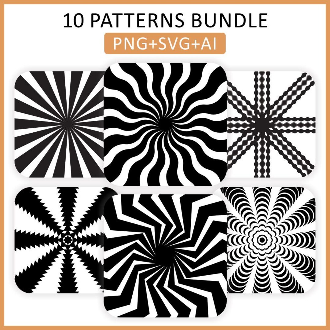 10 Sunburst Patterns Bundle PNG, SVG, AI Line Pattern, Geometric ...