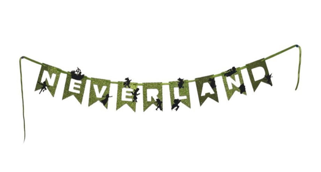 Peter Pan Neverland Banner Glitter Cardstock Custom Birthday Party ...