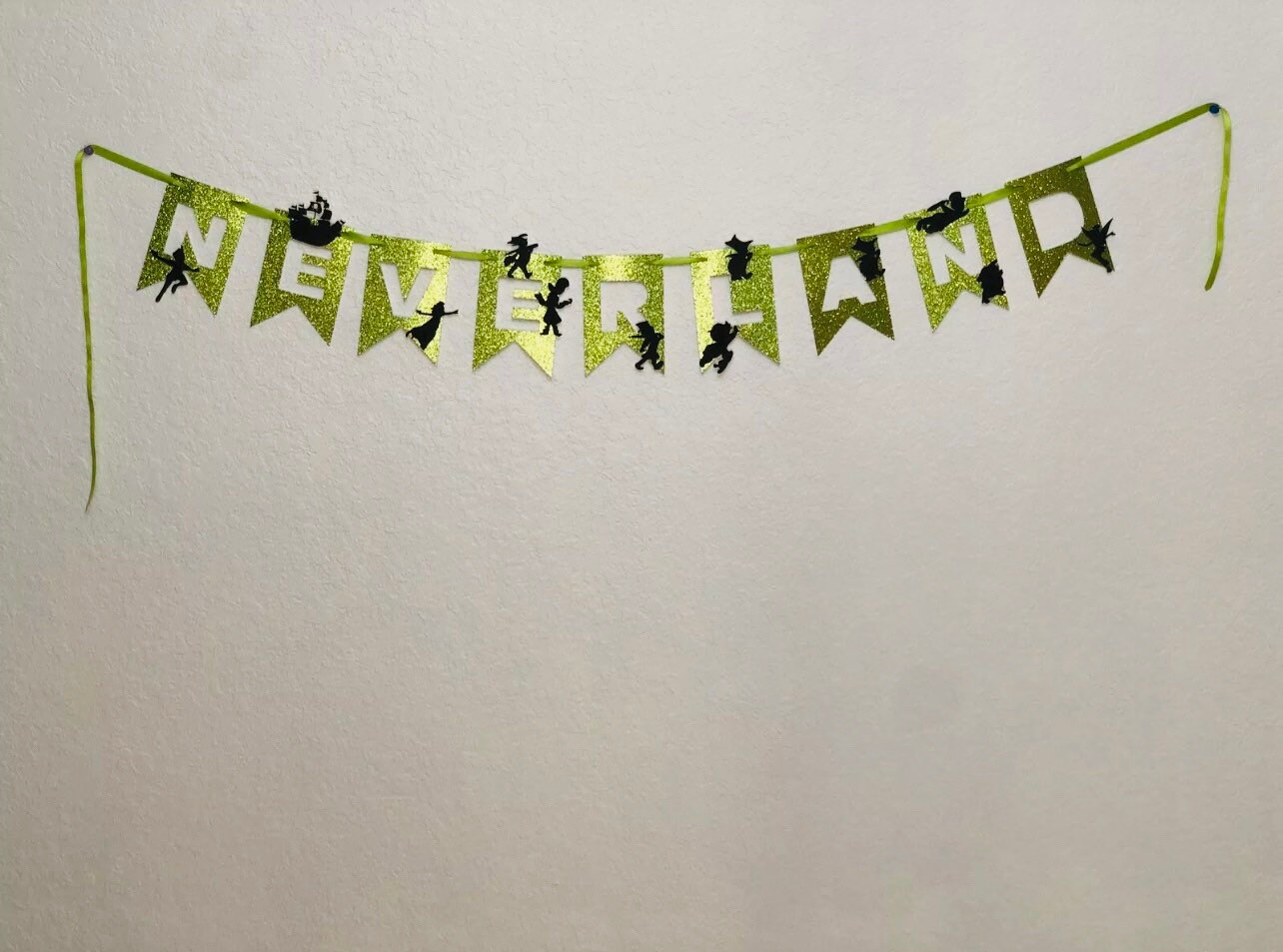 Peter Pan Neverland Banner Glitter Cardstock Custom Birthday Party ...