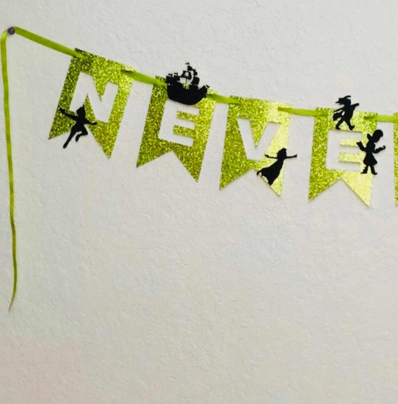 Peter Pan Neverland Banner Glitter Cardstock Custom Birthday Party ...