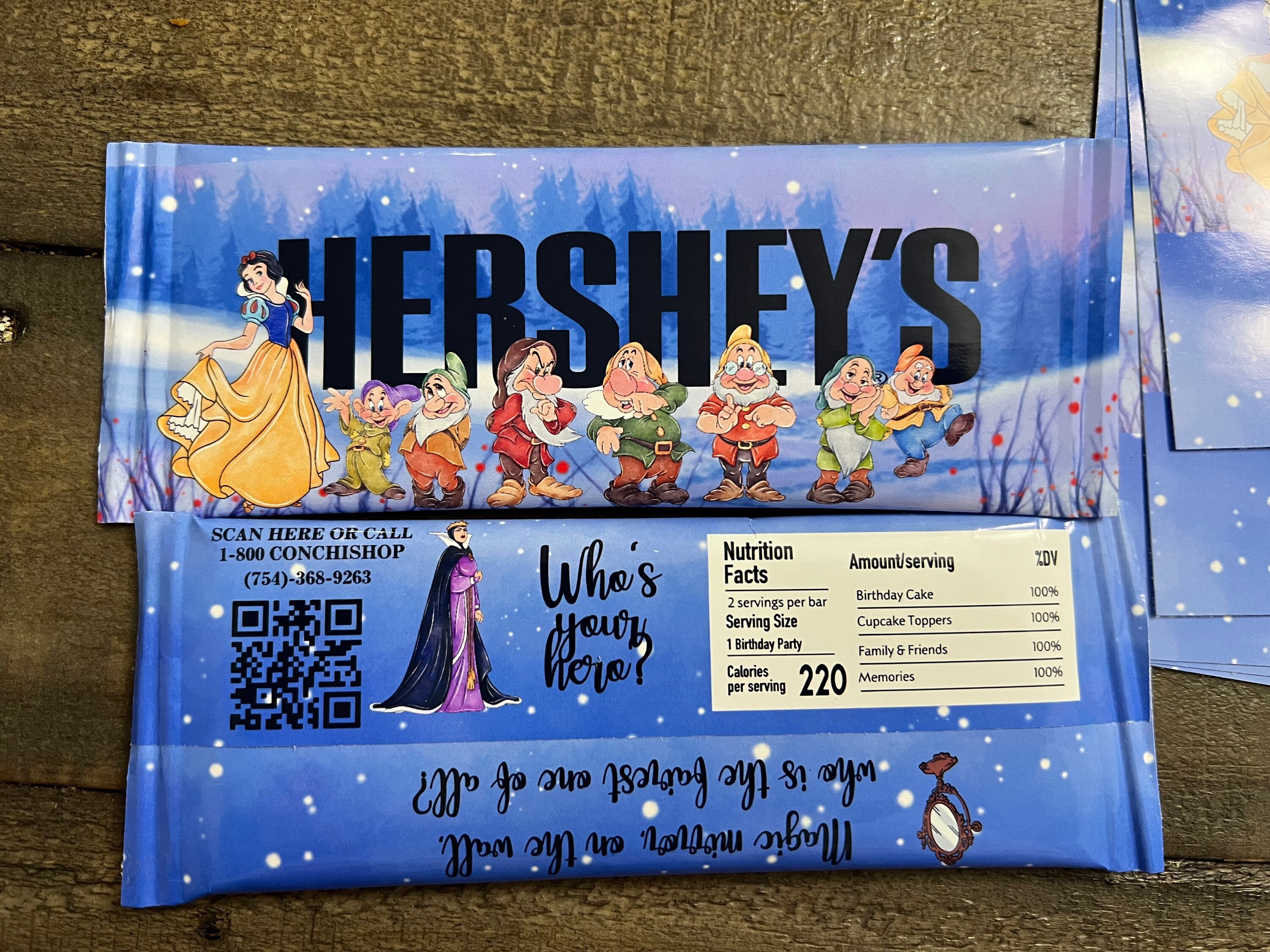 Snow White Chocolate Bar Wrapper - Hershey’s Wrapper - Princess, Baby ...