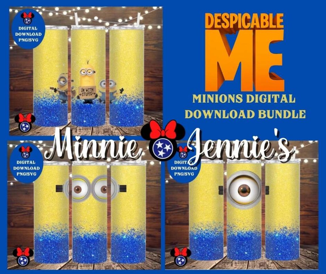 Despicable Me Minions PNG Tumbler 20 Oz Skinny Straight Tumbler ...