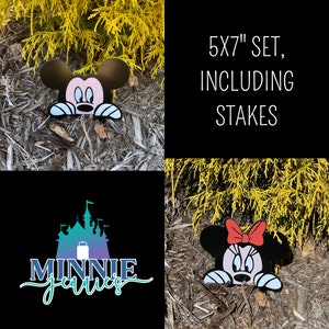 Peeking Mickey & Minnie Mouse Plant Peeker Peek-a-boo Outdoor Home Yard ...