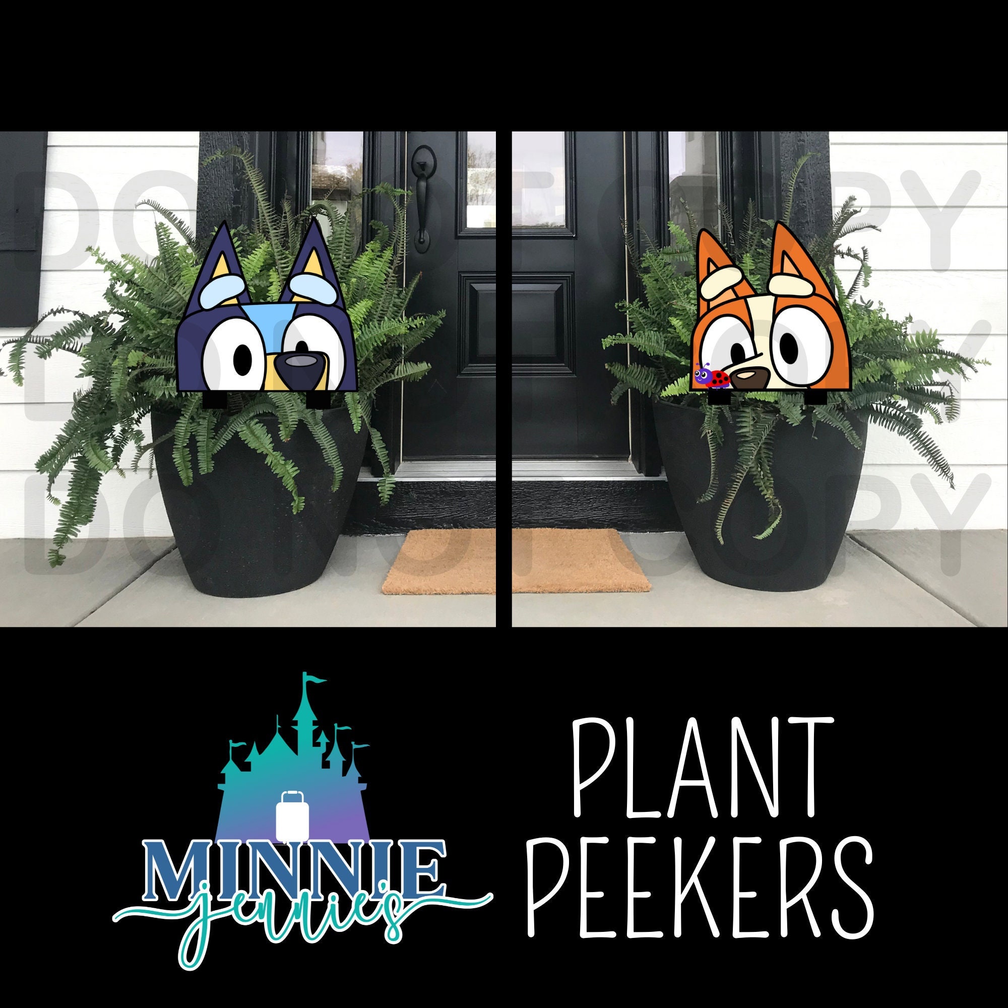 Peeking Blue Heeler Dogs Plant Peeker Peek-a-boo Outdoor Home Yard ...