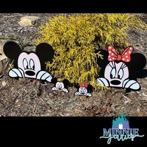Peeking Mickey & Minnie Mouse Plant Peeker Peek-a-boo Outdoor Home Yard ...