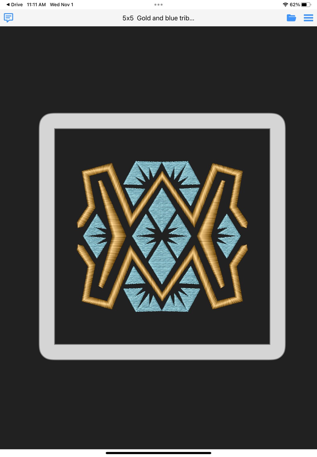 Gold and Blue Tribal Pattern, Craft Embroidery, Digital File "only ...