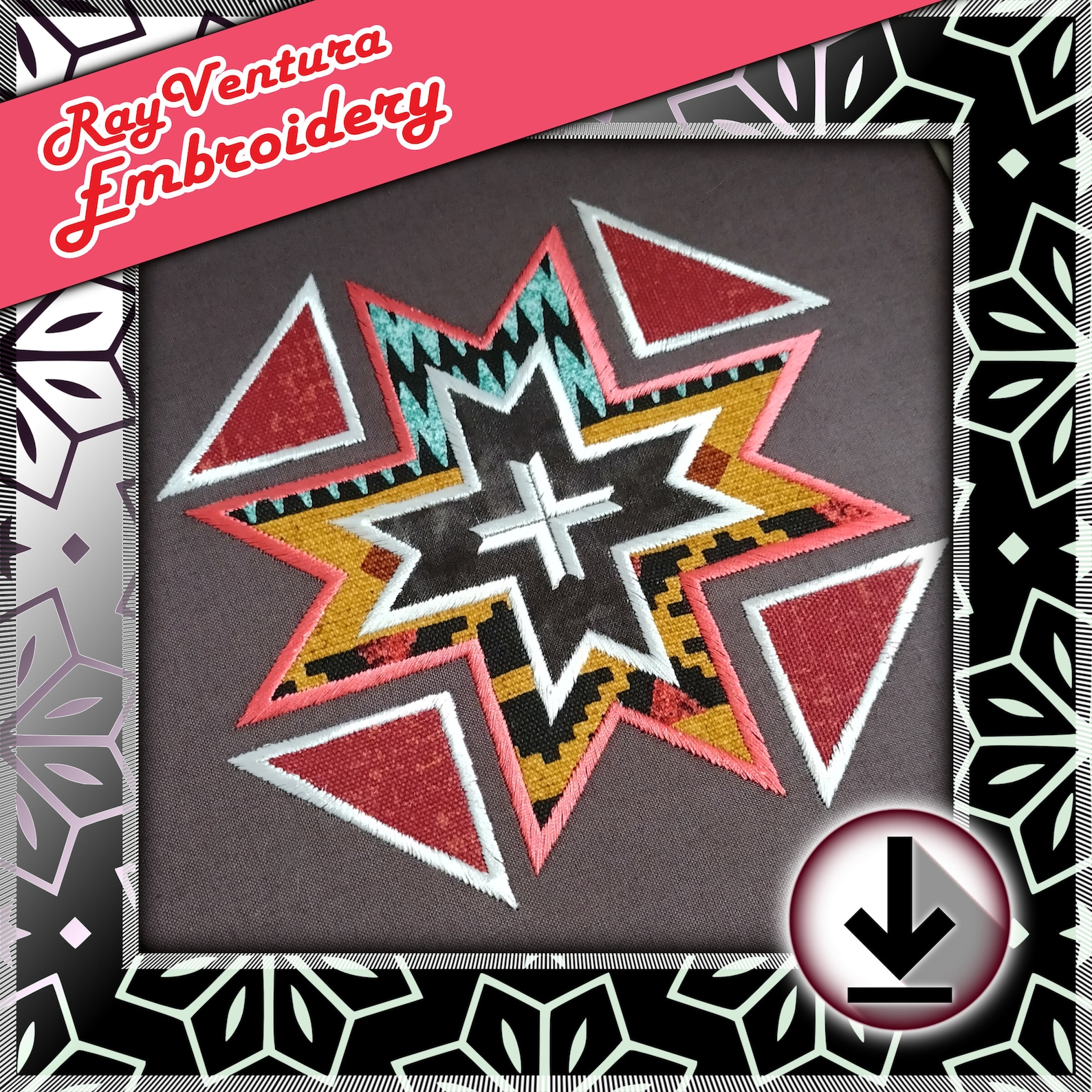 Tribal Pattern Embroidery File, Indigenous Embroidery Download, Digital ...