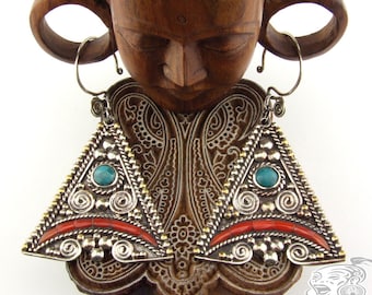 Boucles d'oreilles Tibet / Népal à porter avec Plugs | Etsy
