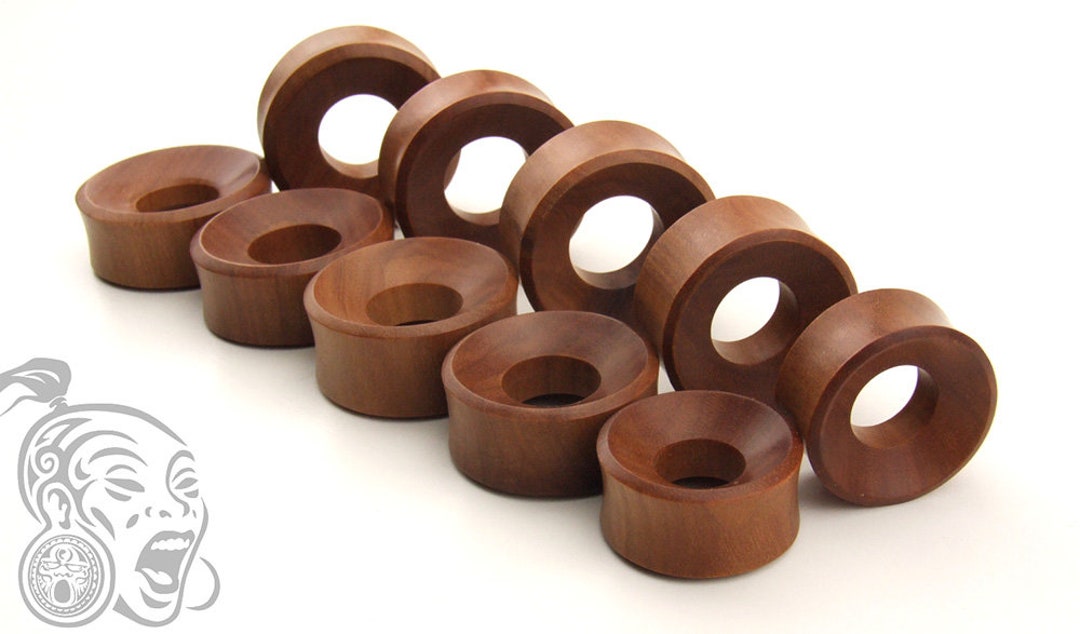 Saba Wood Concave Tunnel Plugs, Double Shouldered, Handmade, Available ...