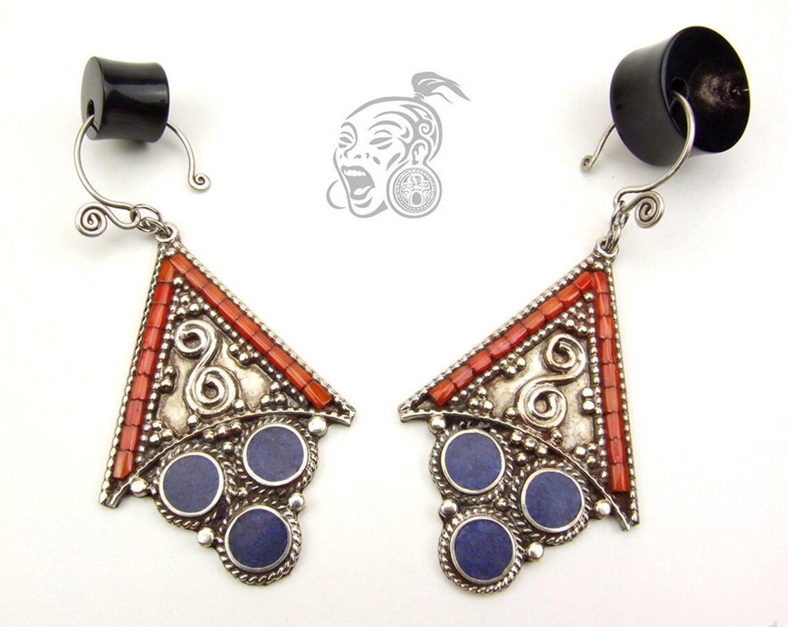Boucles d'oreilles Tibet / Népal à porter avec Plugs - Etsy France