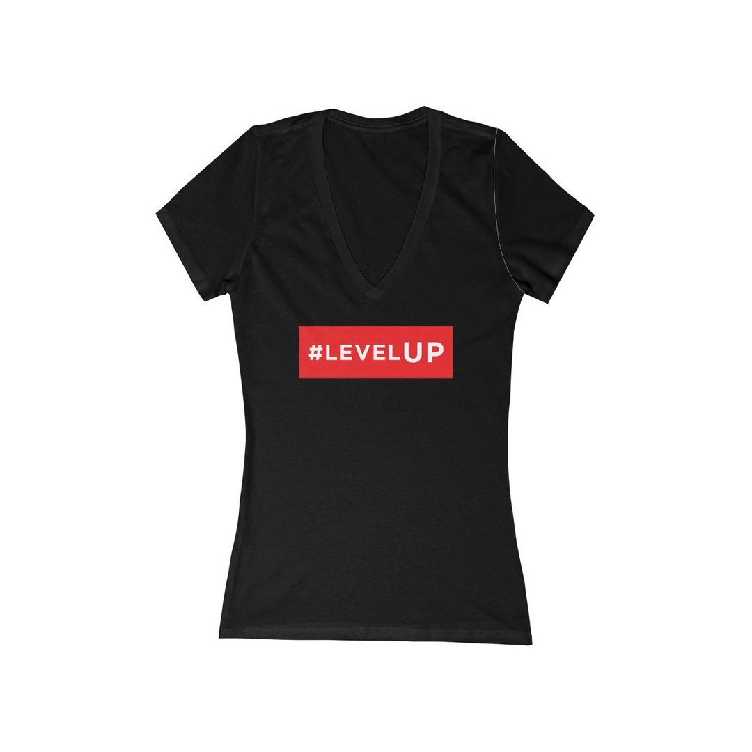 Level up Jersey Short Sleeve Deep V-neck Tee - Etsy