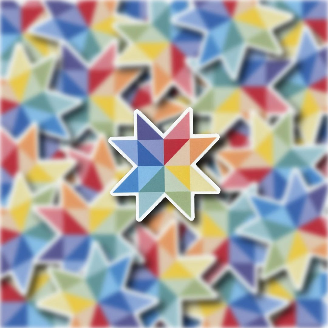 Rainbow Quilt Square Sticker - Etsy