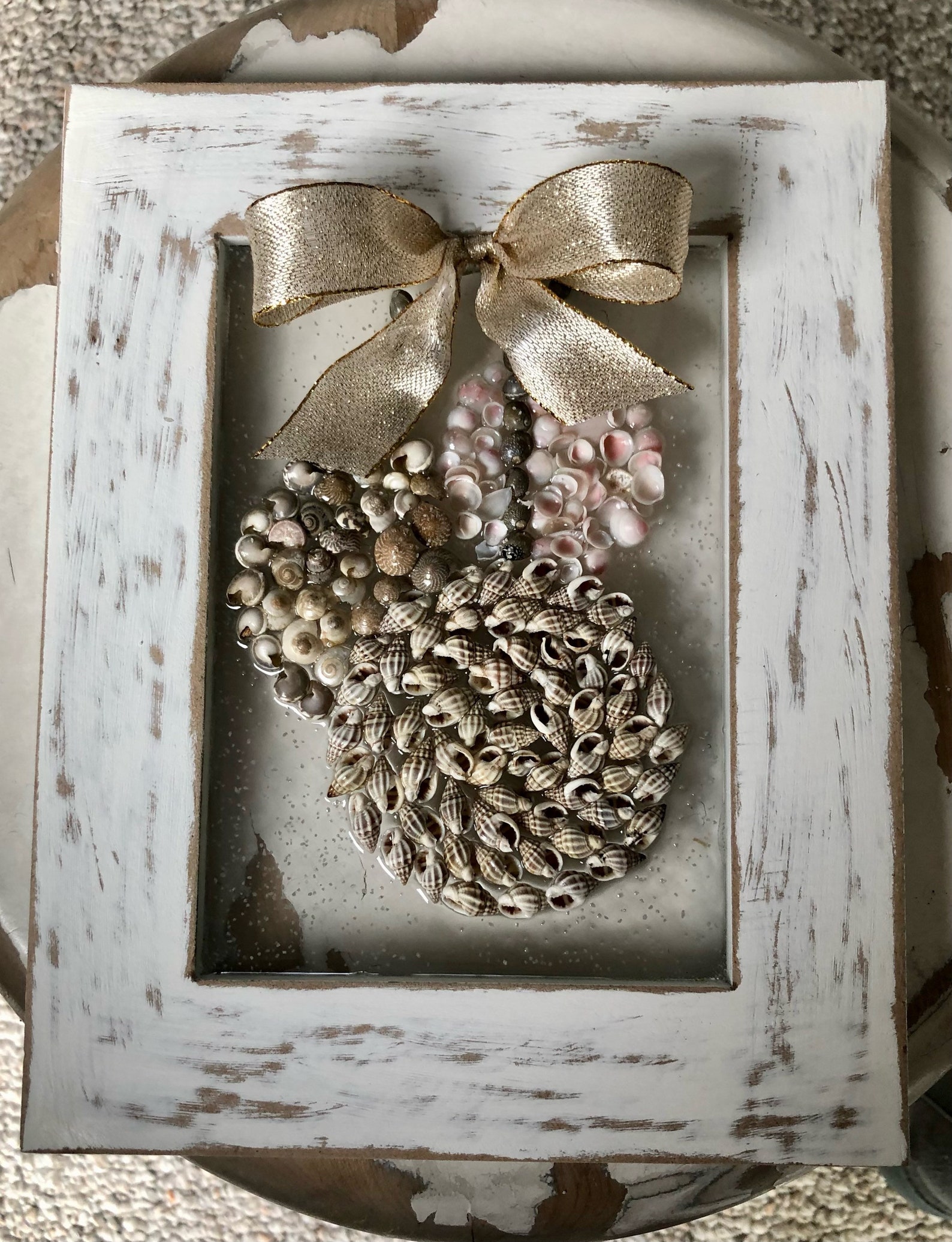 White Distressed Cape Cod Mosaic Seashell Ornaments - Etsy