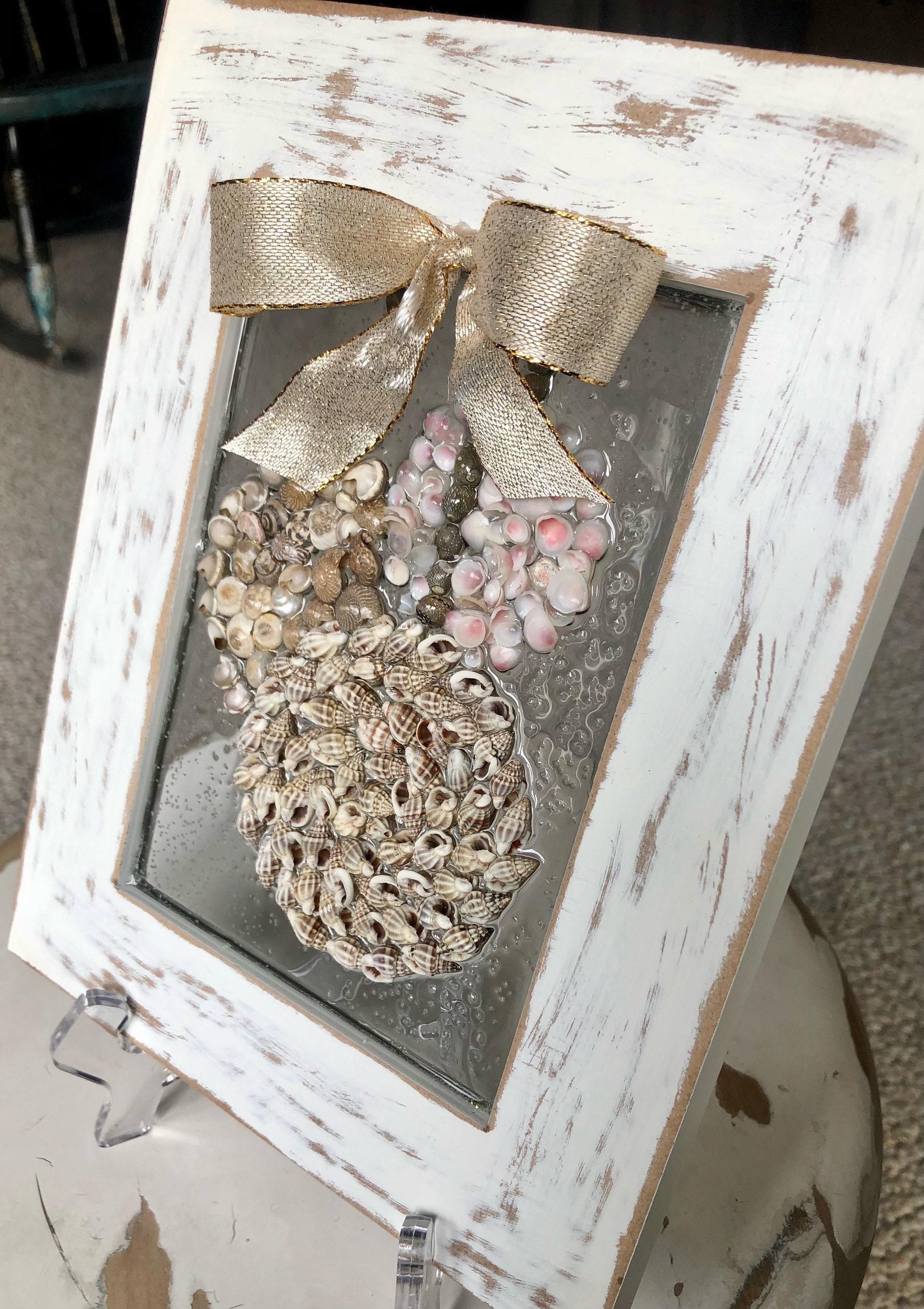 White Distressed Cape Cod Mosaic Seashell Ornaments - Etsy