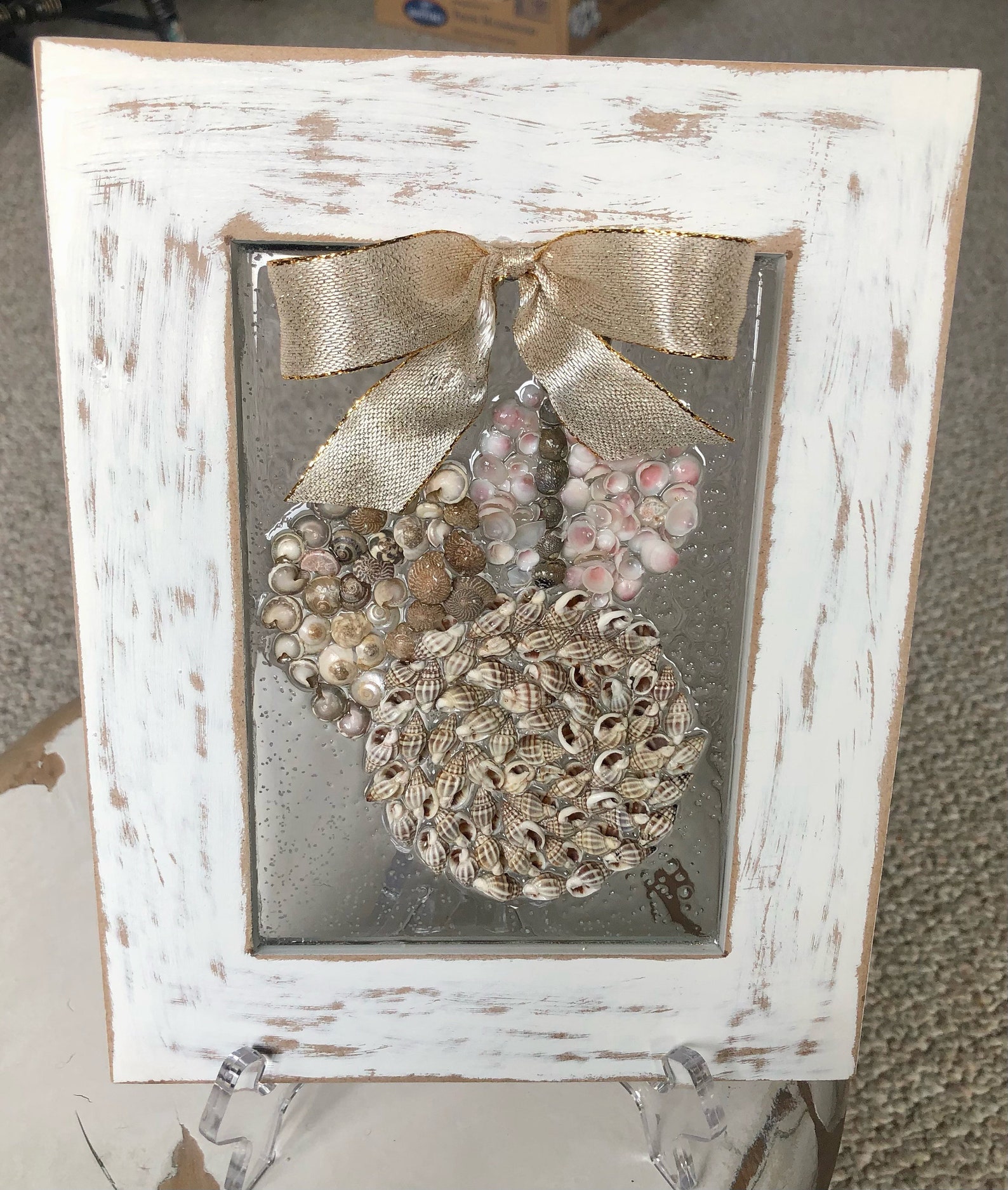 White Distressed Cape Cod Mosaic Seashell Ornaments - Etsy